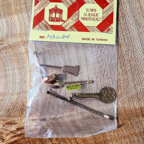 Toys | 196s Dollhouse Town Square Miniatures Copper Kitchen Utensil 6 ...